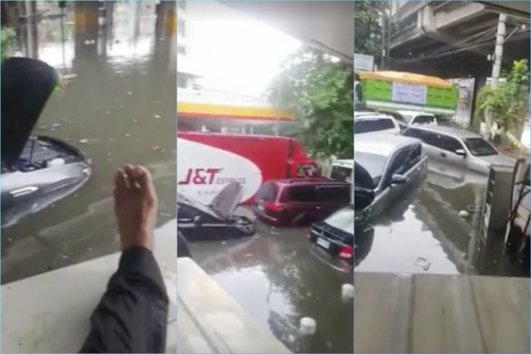 Watch: Drivers sit on the roofs of their cars as floods hit QC last weekend